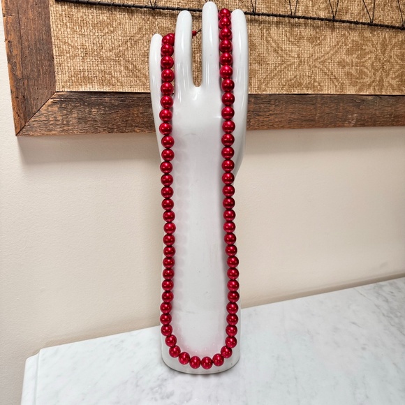 Vintage | Jewelry | Vintage Round Red Beads Single Strand Long Necklace ...